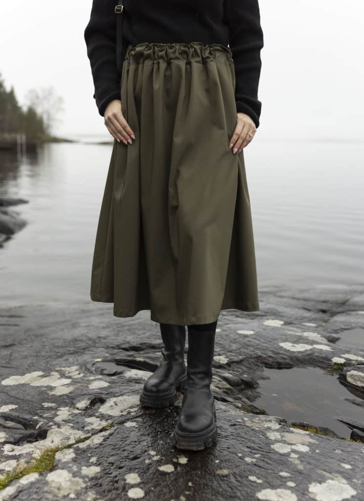 COTTON Blend Long Pocket Skirt -hame, vihreä | PURA Finland